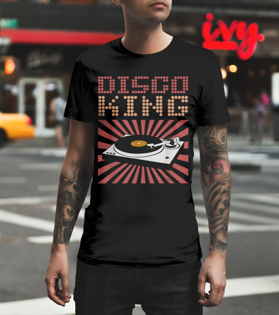 DISCO KING 70s Turntable Vinyl Record Retro Vibes T-Shirt