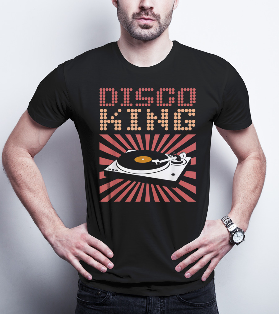 DISCO KING 70s Turntable Vinyl Record Retro Vibes T-Shirt