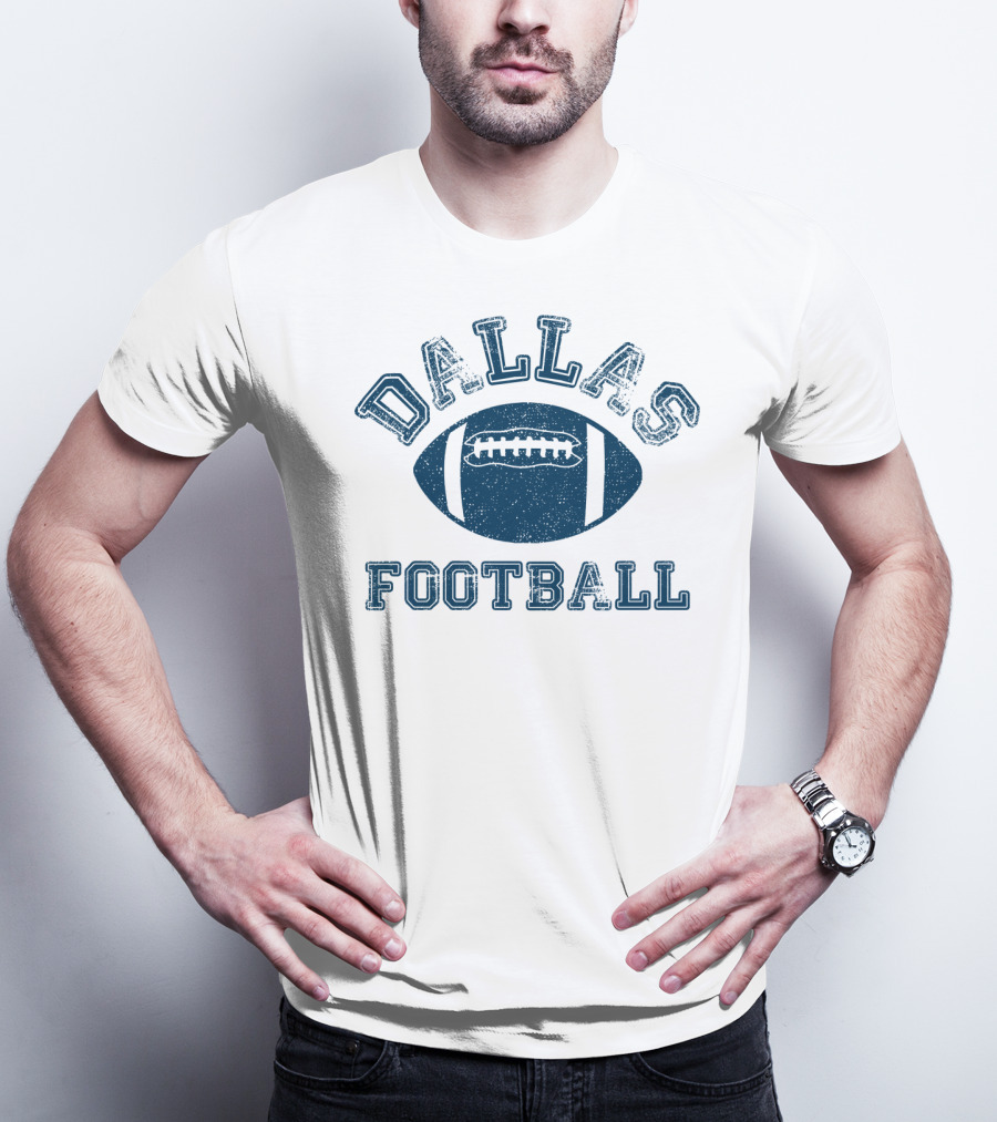 Dallas Distressed Football Blue Vintage T-Shirt