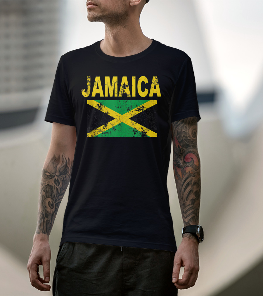 Jamaica Distressed Flag Cool Jamaican Flags T-Shirt
