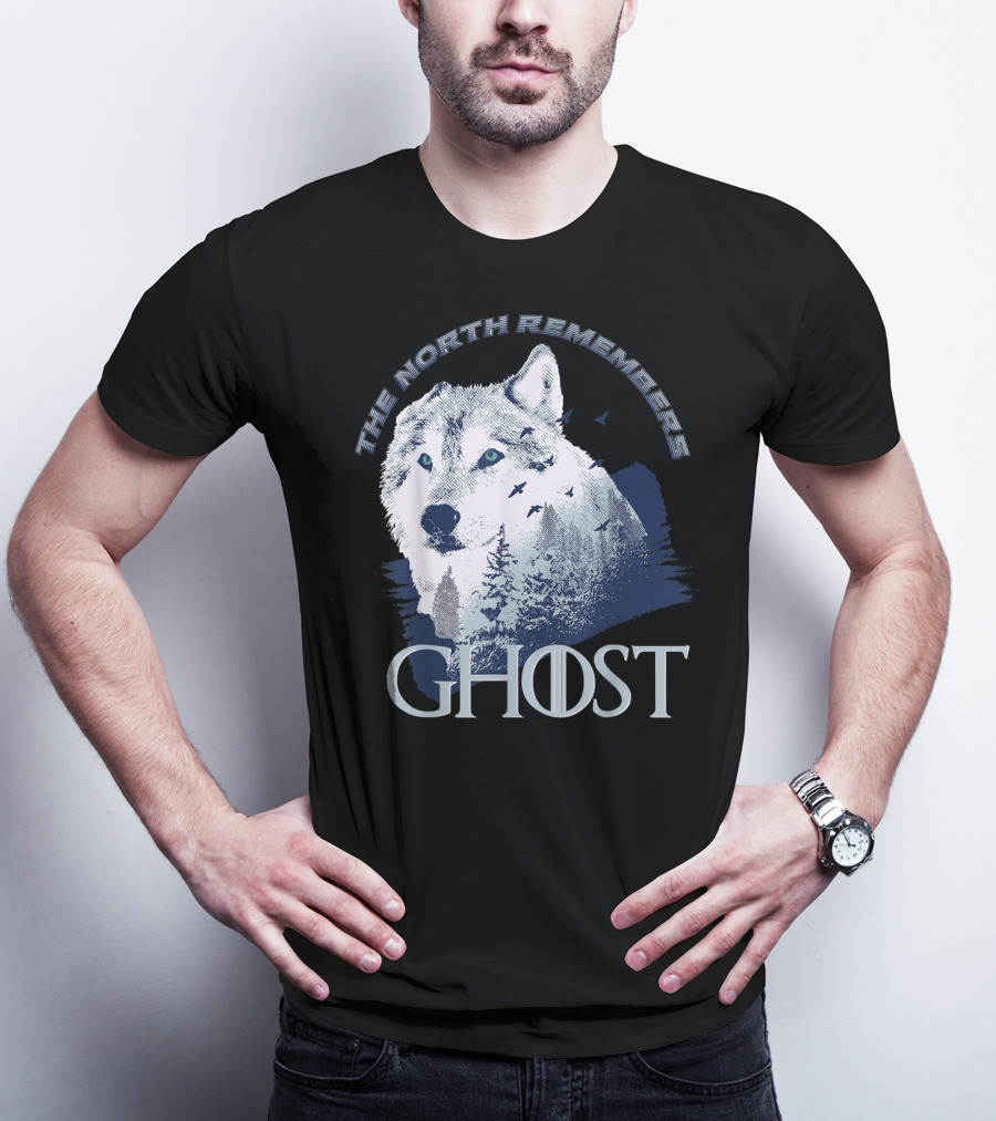 The North Remembers Ghost Lone Wolf In Forest Game Day Winning The Throne T-Shirt