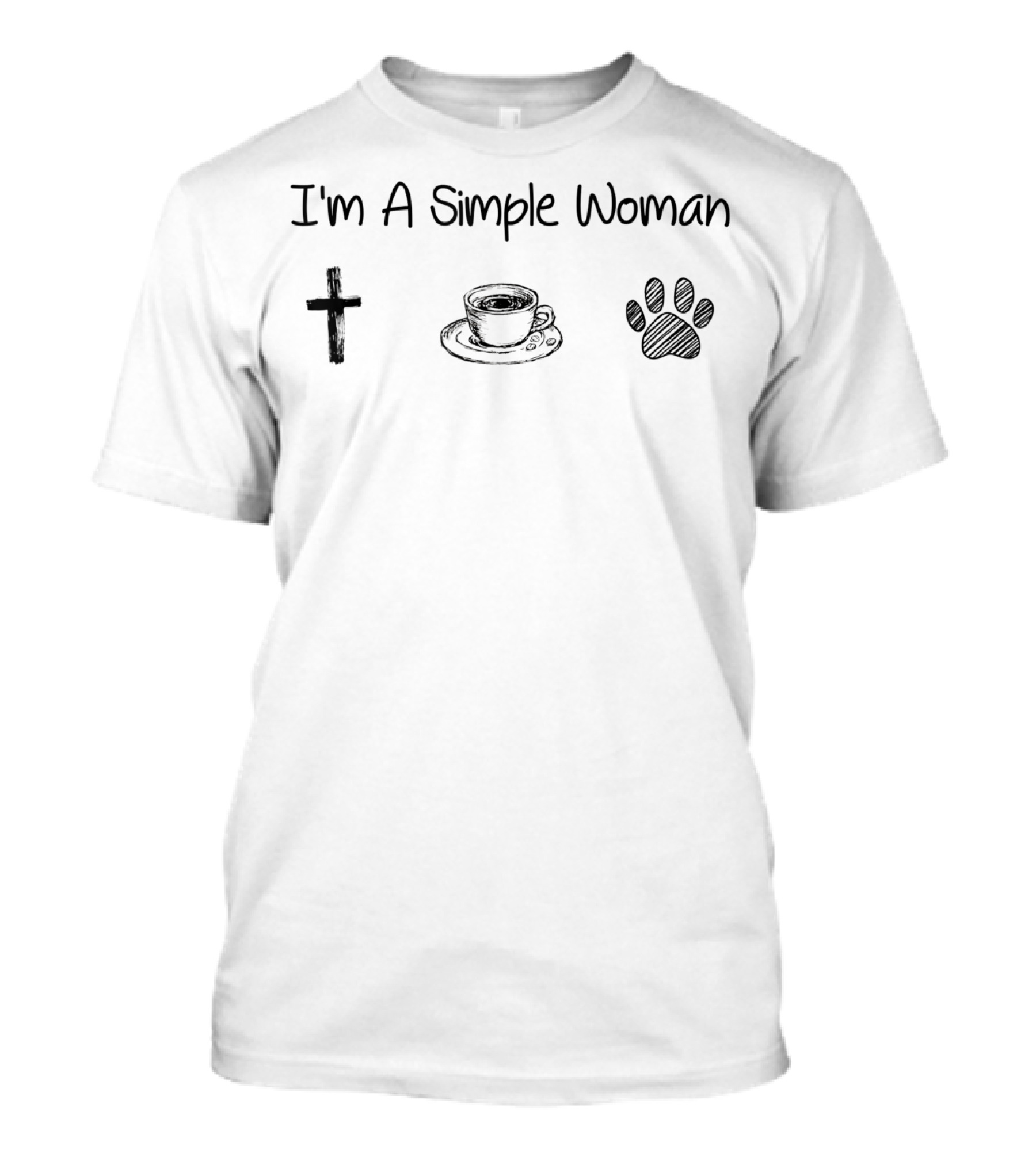 I'm A Simple Woman Jesus Coffee Paw Prints T-Shirt