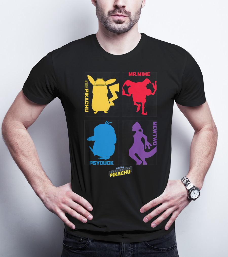 Detective Pikachu Mr. Mime Psyduck Mewtwo Pokémon Kids T-Shirt