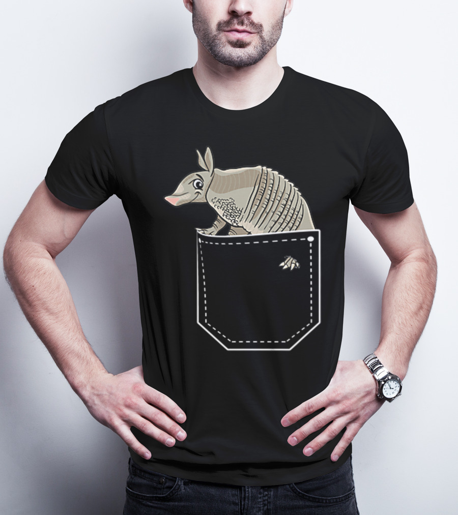 Armadillo In Pocket Cute Armadillo Emoji T-Shirt