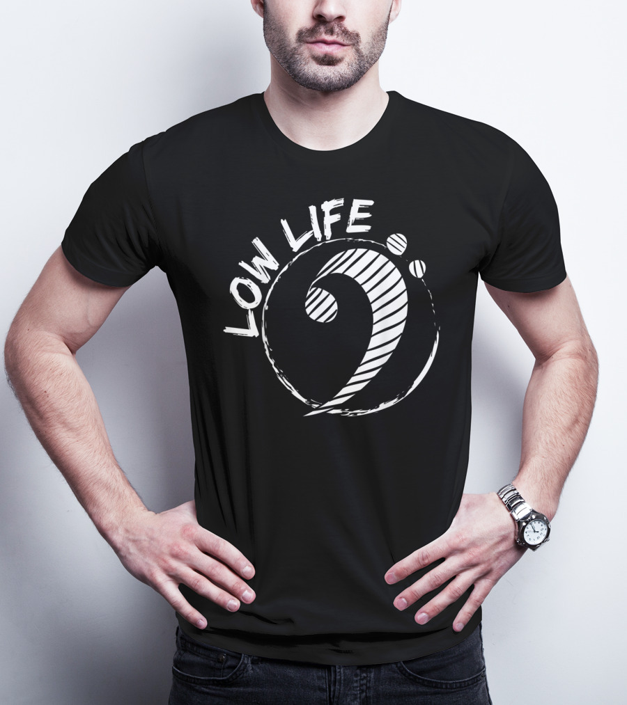 Low Life Clef Bass Clef Guitar Music Humor T-Shirt