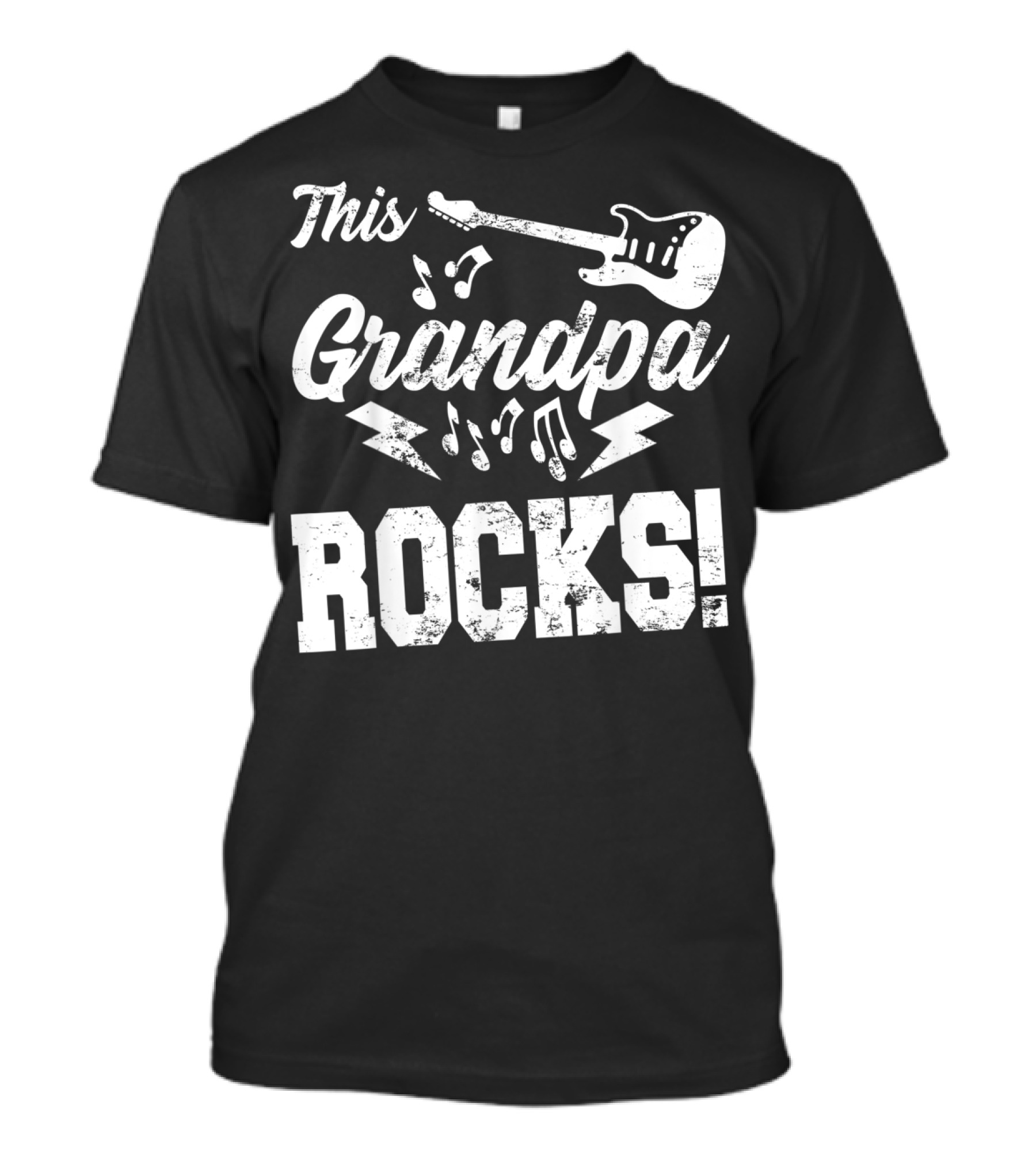 This Grandpa Rocks Guitar Rock N Roll Musical Notes Fun T-Shirt