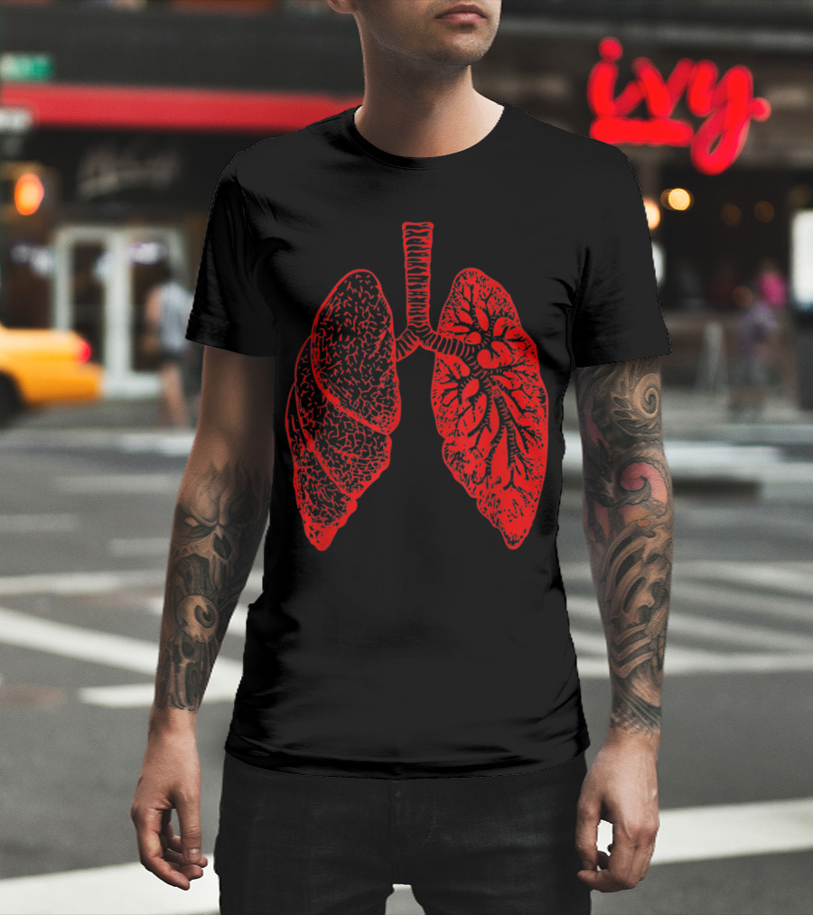 Anatomy Drawing Pulmonologist Respiratory Lungs Red T-Shirt