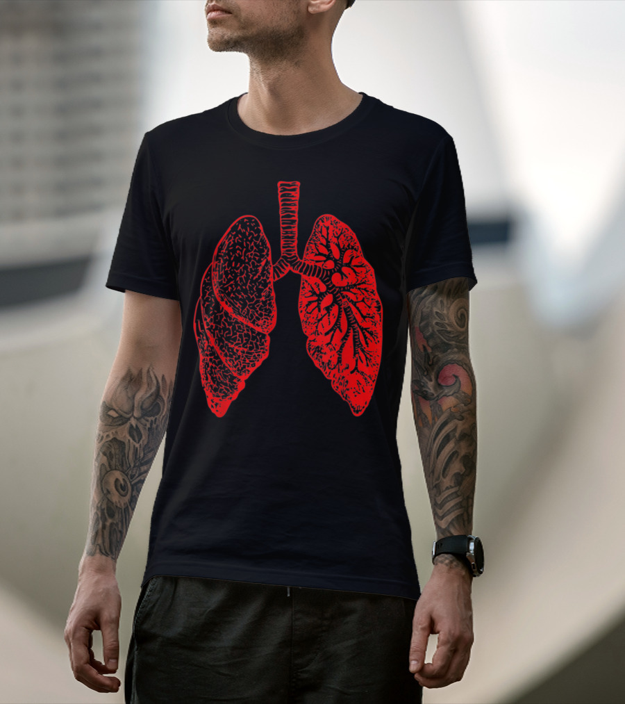 Anatomy Drawing Pulmonologist Respiratory Lungs Red T-Shirt