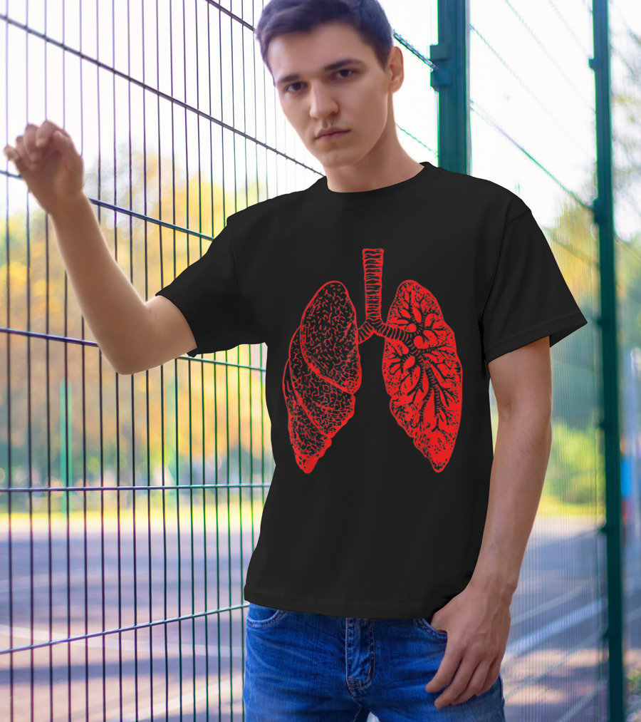 Anatomy Drawing Pulmonologist Respiratory Lungs Red T-Shirt