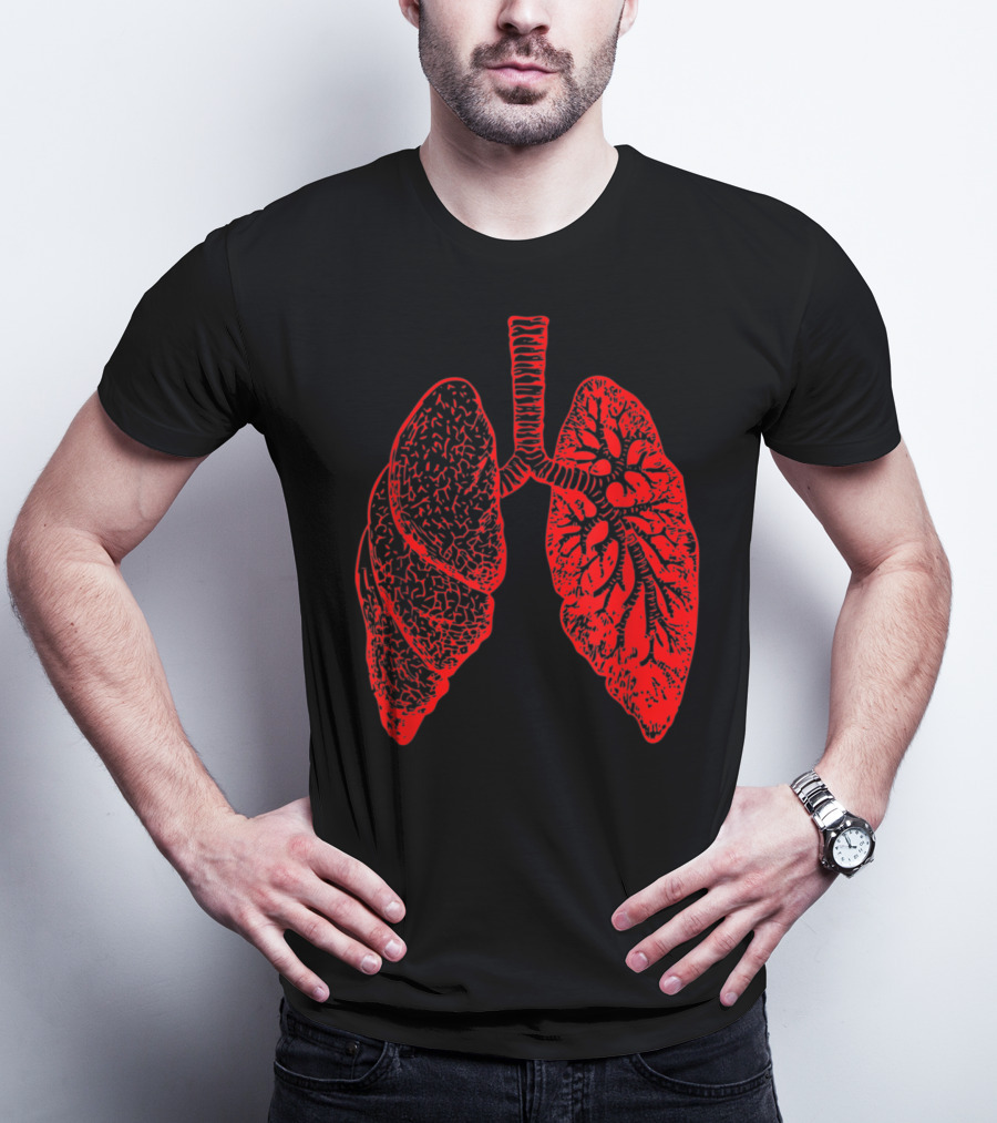 Anatomy Drawing Pulmonologist Respiratory Lungs Red T-Shirt