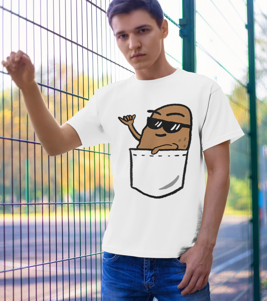 Awesome Hang Loose Potato Shaka In Pocket T-Shirt