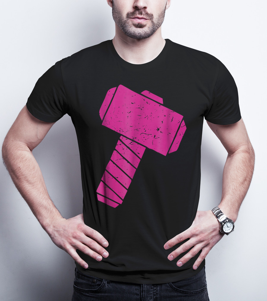 Distressed Magenta Mjolnir Thor's Hammer Odin Mythology T-Shirt