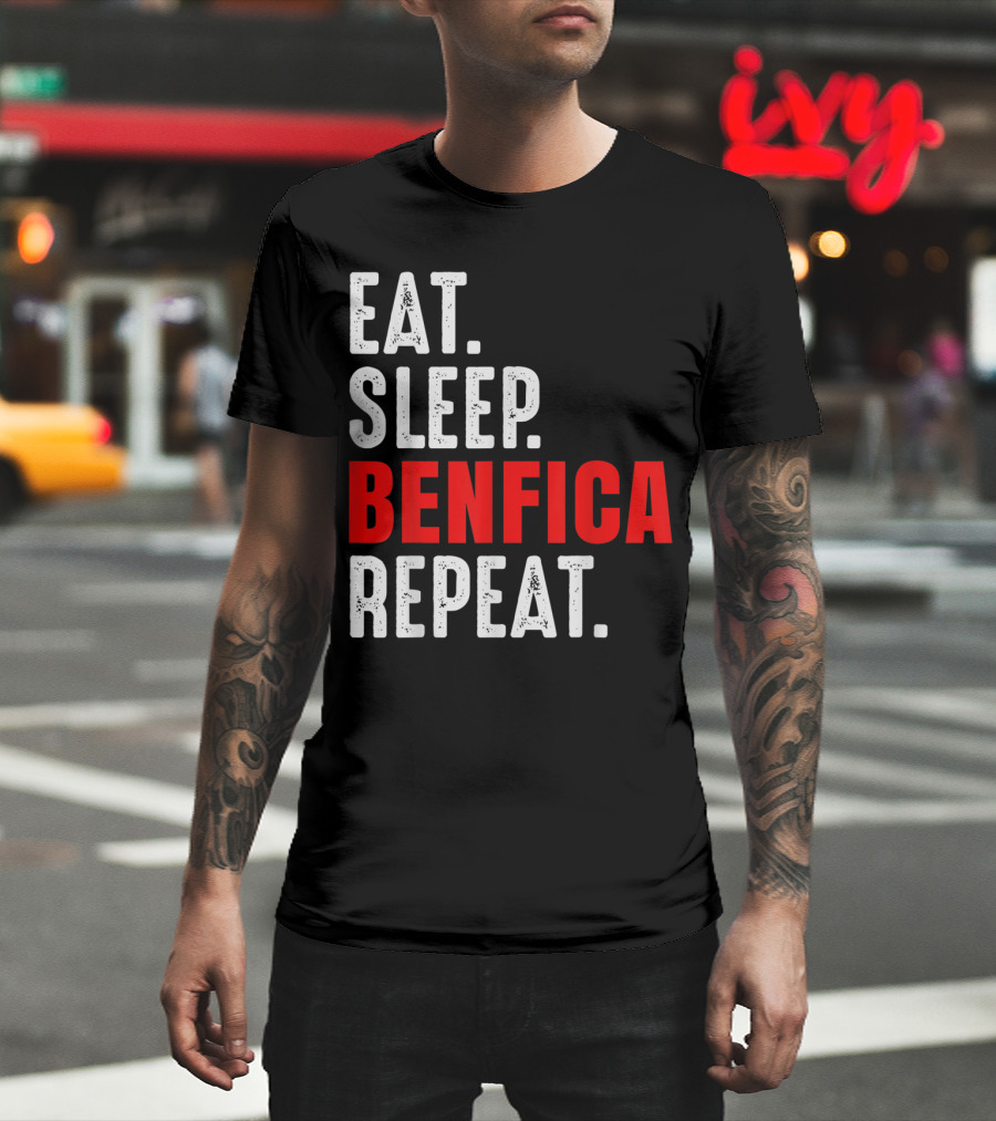 Eat Sleep BENFICA Repeat Soccer Football Fans Portugal T-Shirt