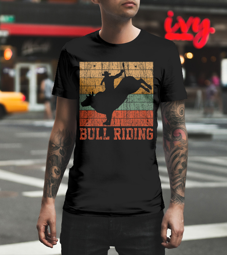 Bull Riding Vintage Rodeo Western Country Retro Cowboy T-Shirt