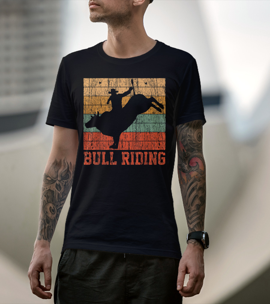 Bull Riding Vintage Rodeo Western Country Retro Cowboy T-Shirt