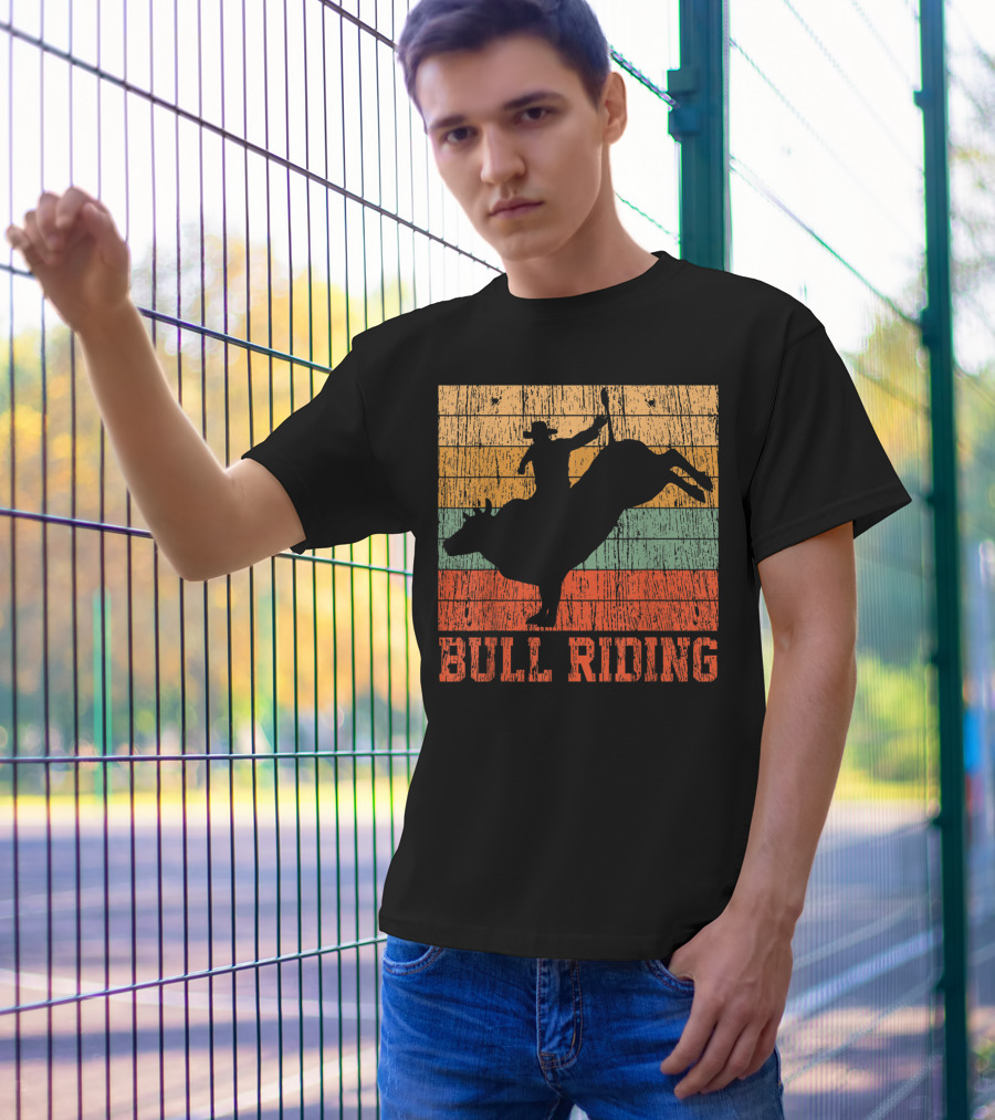 Bull Riding Vintage Rodeo Western Country Retro Cowboy T-Shirt