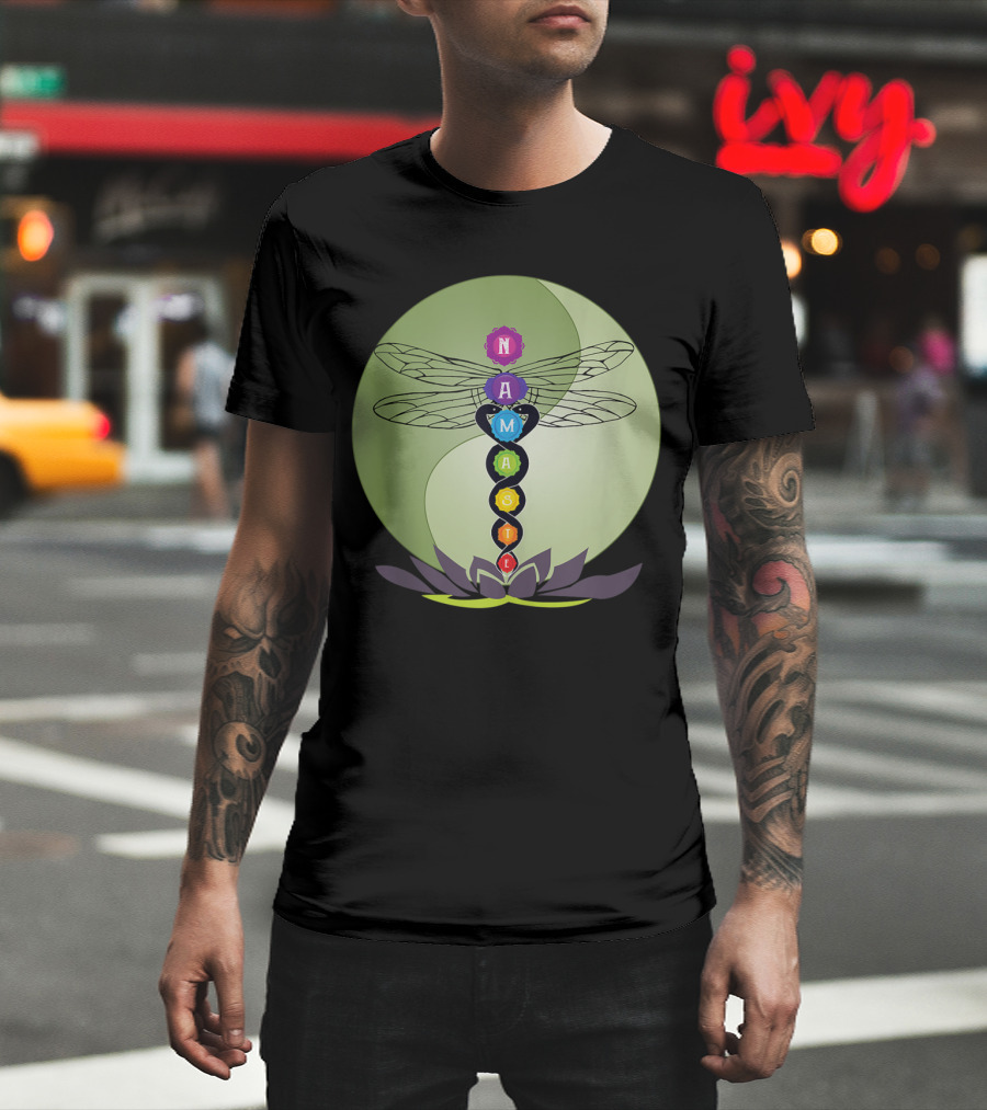 Namaste Chakra Dragonfly With Lotus And Yin Yang T-Shirt