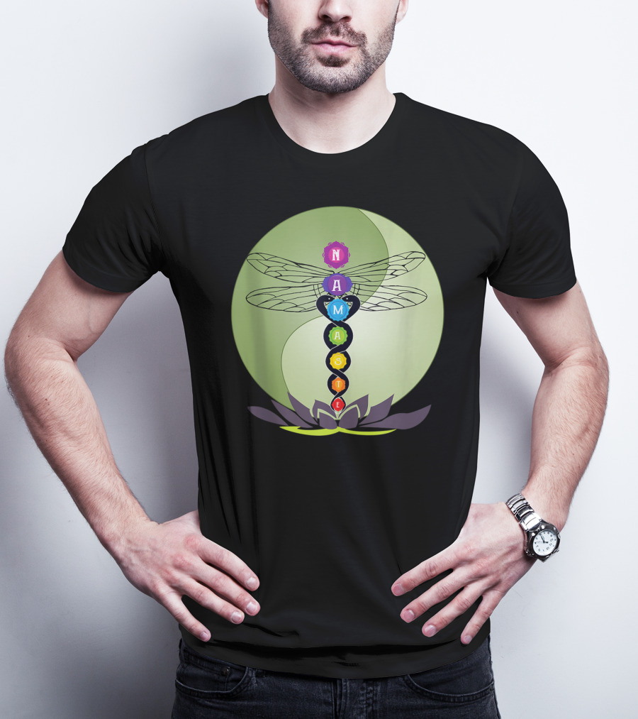 Namaste Chakra Dragonfly With Lotus And Yin Yang T-Shirt