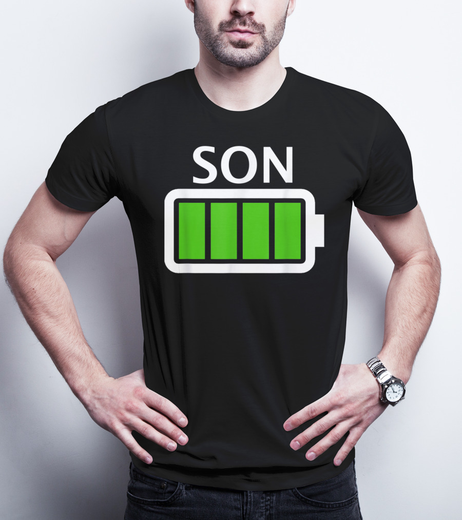 Family Matching Funny Son Fully Charged Battery T-Shirt