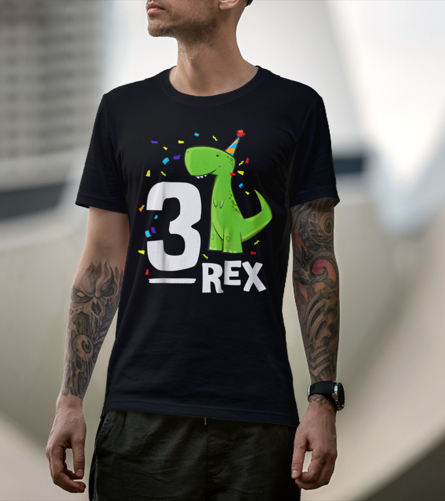 3 Rex Kids Threerex Birthday Party Dinosaur T-Shirt