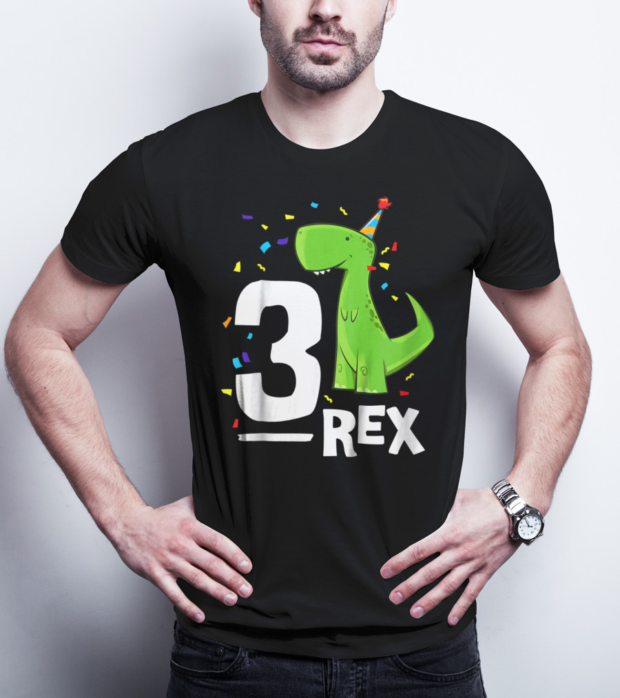 3 Rex Kids Threerex Birthday Party Dinosaur T-Shirt