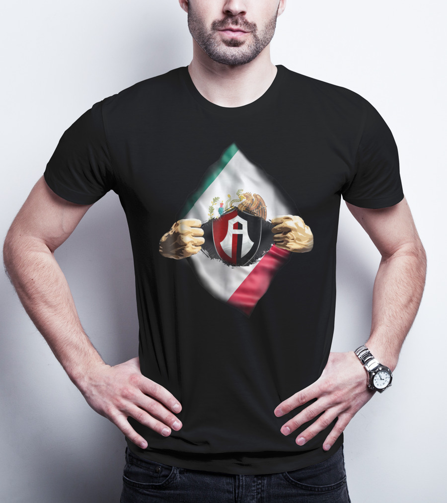 Atlas Heartbeat Love Funny Fan Atlas FC Mexican Flag Emblem T-Shirt