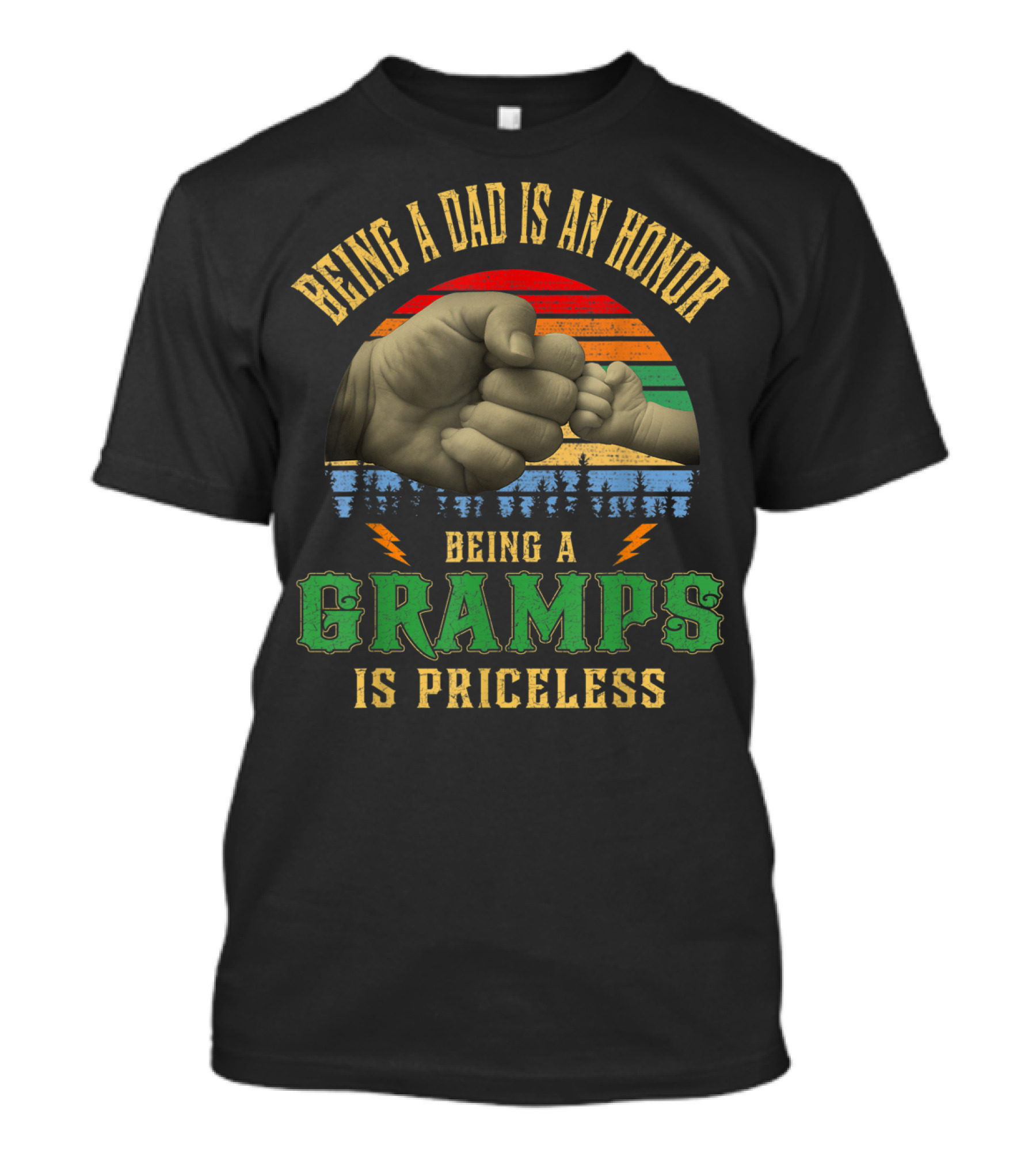 Being A Dad Is An Honor Being A Gramps Is Priceless Fist Bump Retro Circle T-Shirt