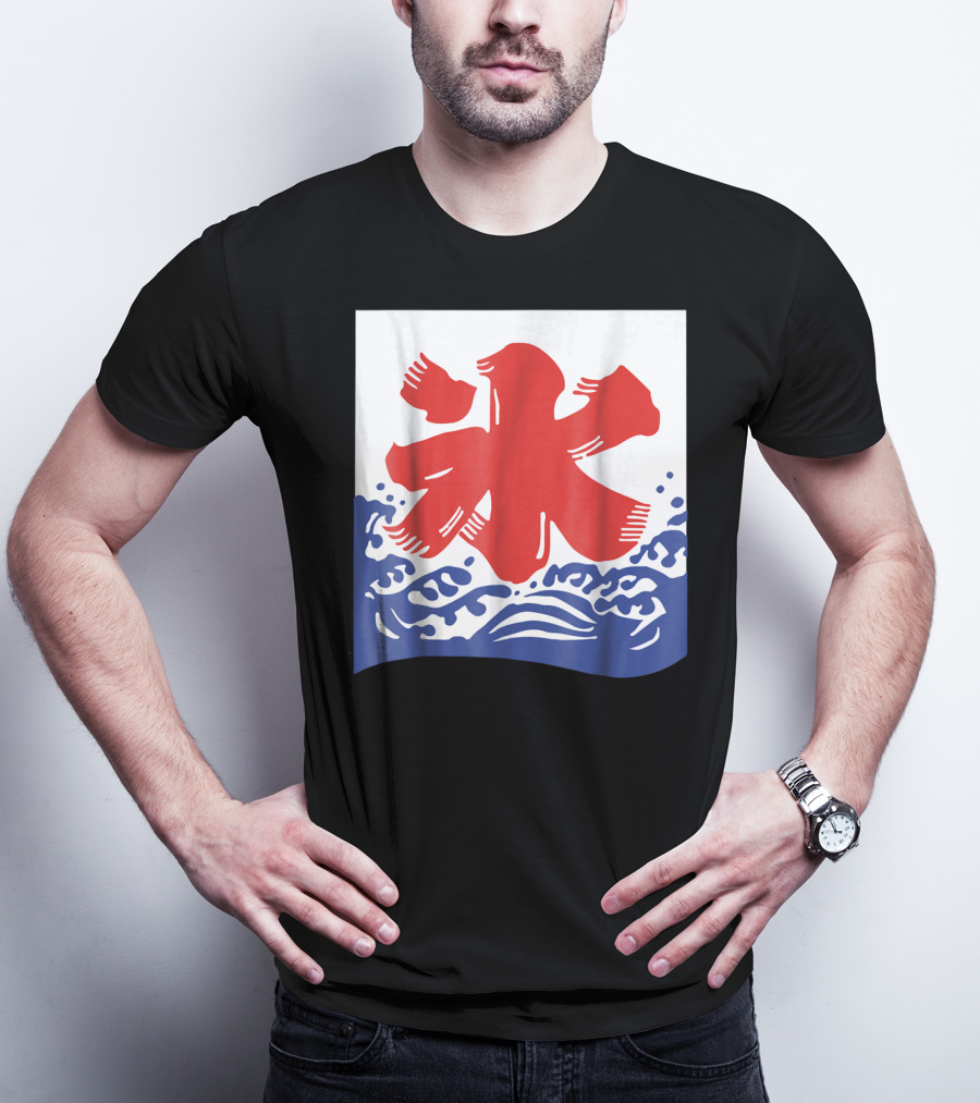 Kakigori Japanese Shaved Ice Kanji Flag With Water Waves T-Shirt