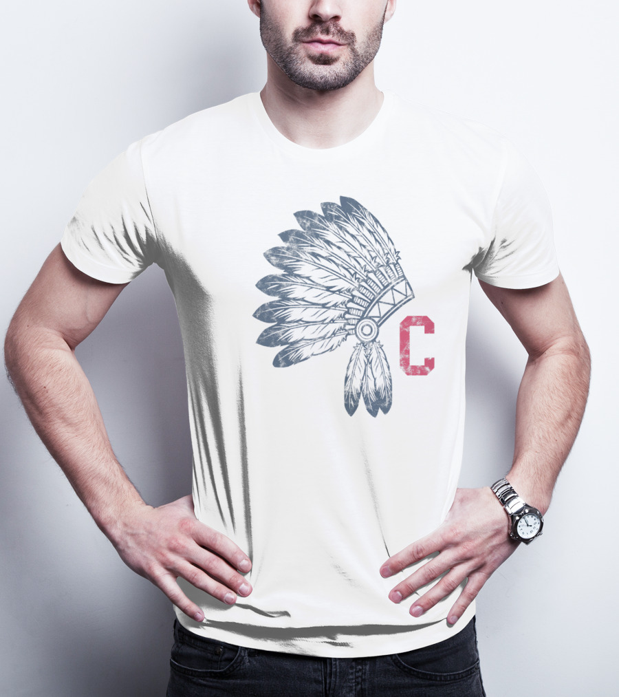 Block C Cleveland Native American Headdress T-Shirt