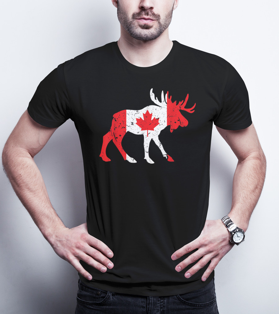 Canada Maple Leaf Moose Canadian Flag Emblem T-Shirt