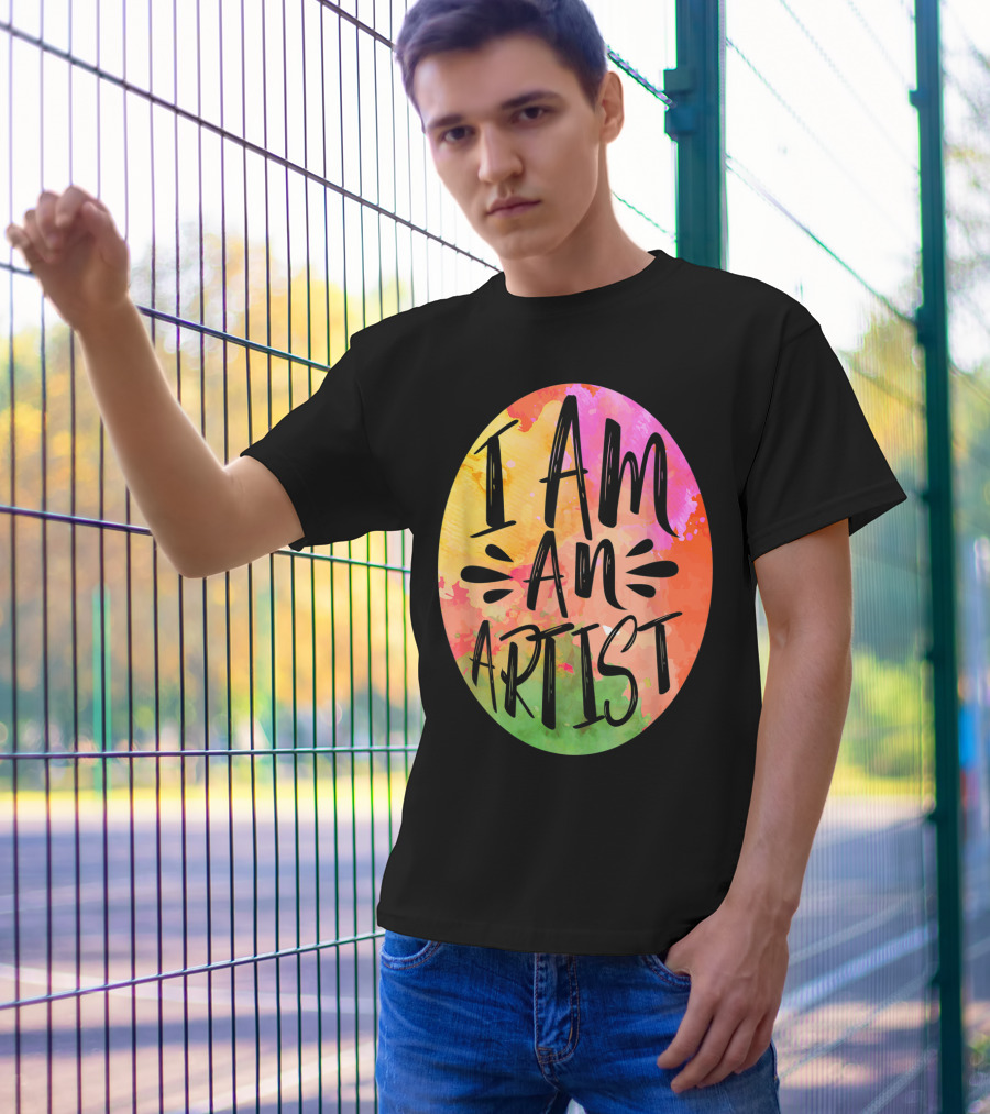 Colorful I Am An Artist Watercolor Paint Splash T-Shirt
