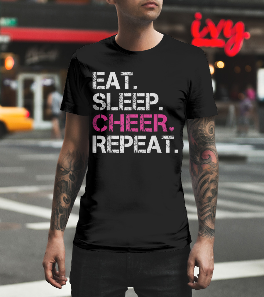 EAT SLEEP CHEER REPEAT CHEERLEADING CHEERLEADER T-Shirt
