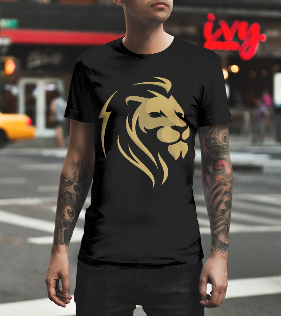 Gold Wilderness Lion Majestic Emblem T-Shirt