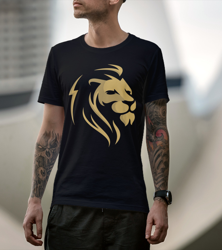 Gold Wilderness Lion Majestic Emblem T-Shirt