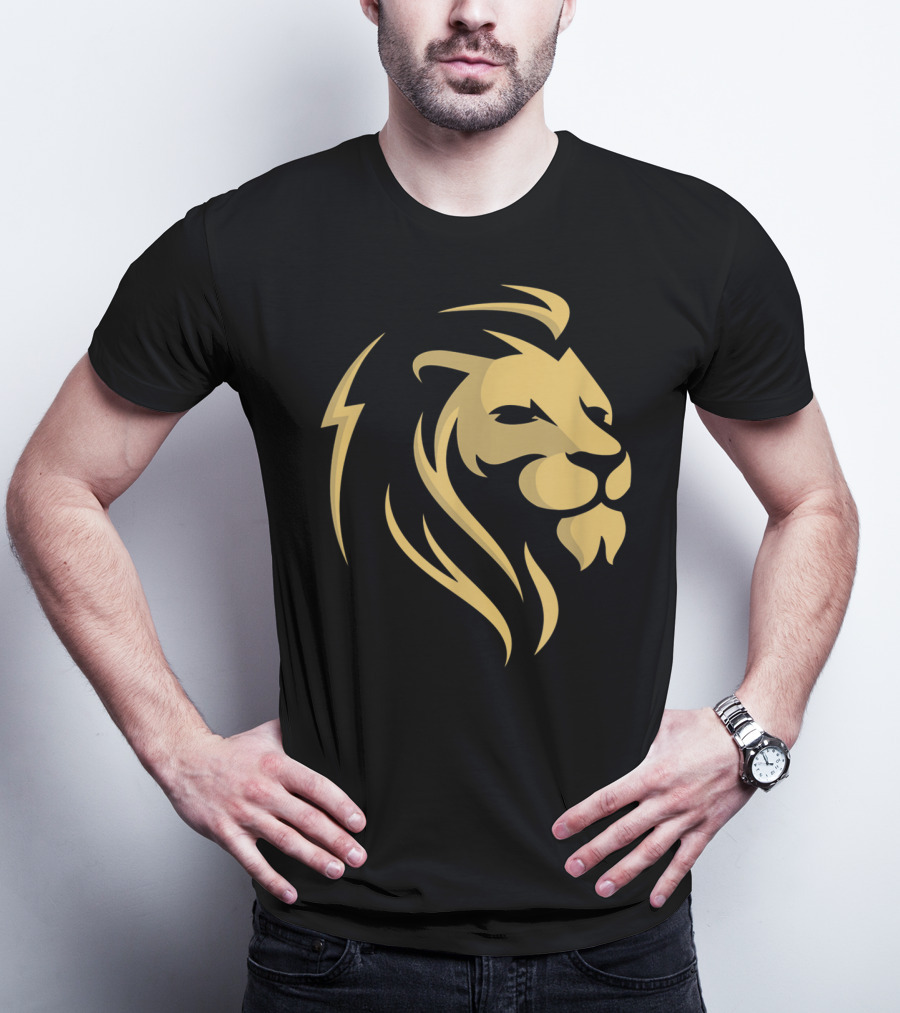 Gold Wilderness Lion Majestic Emblem T-Shirt