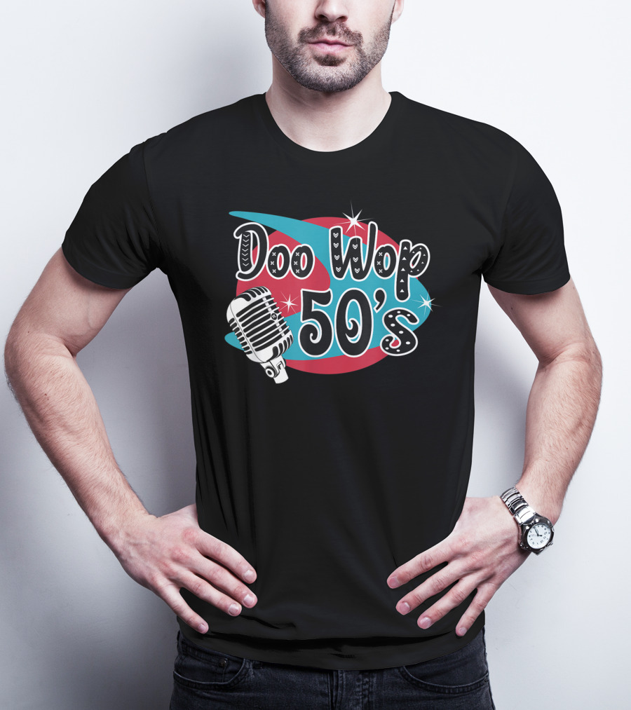 Doo Wop 50's Retro Microphone Sock Hop Rockabilly T-Shirt