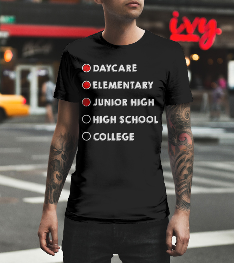 8th Grade Graduation Funny Daycare Elementary Junior High Checklist T-Shirt
