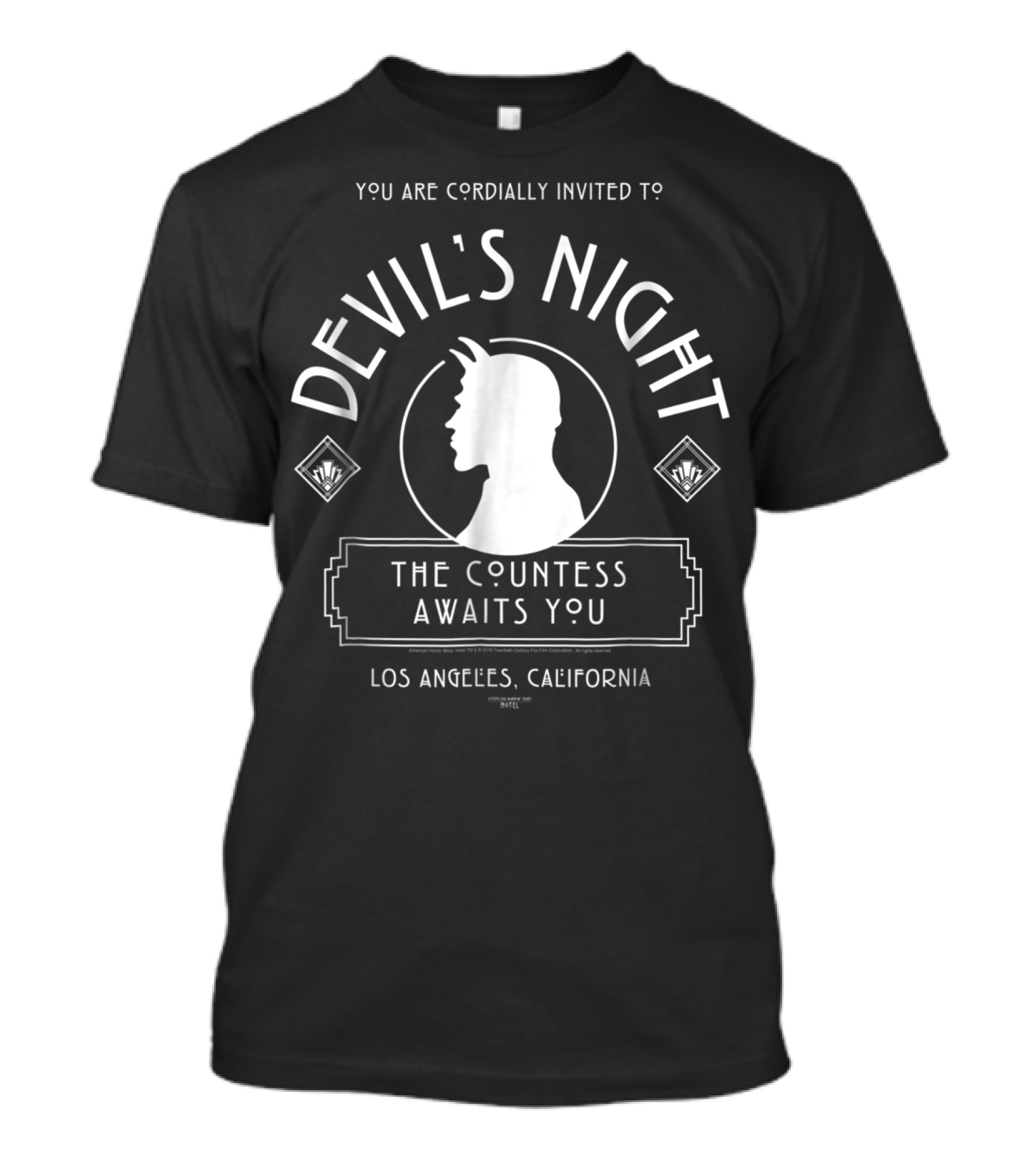 You Are Cordially Invited To Devil's Night The Countess Awaits You Los Angeles California American Horror Story T-Shirt