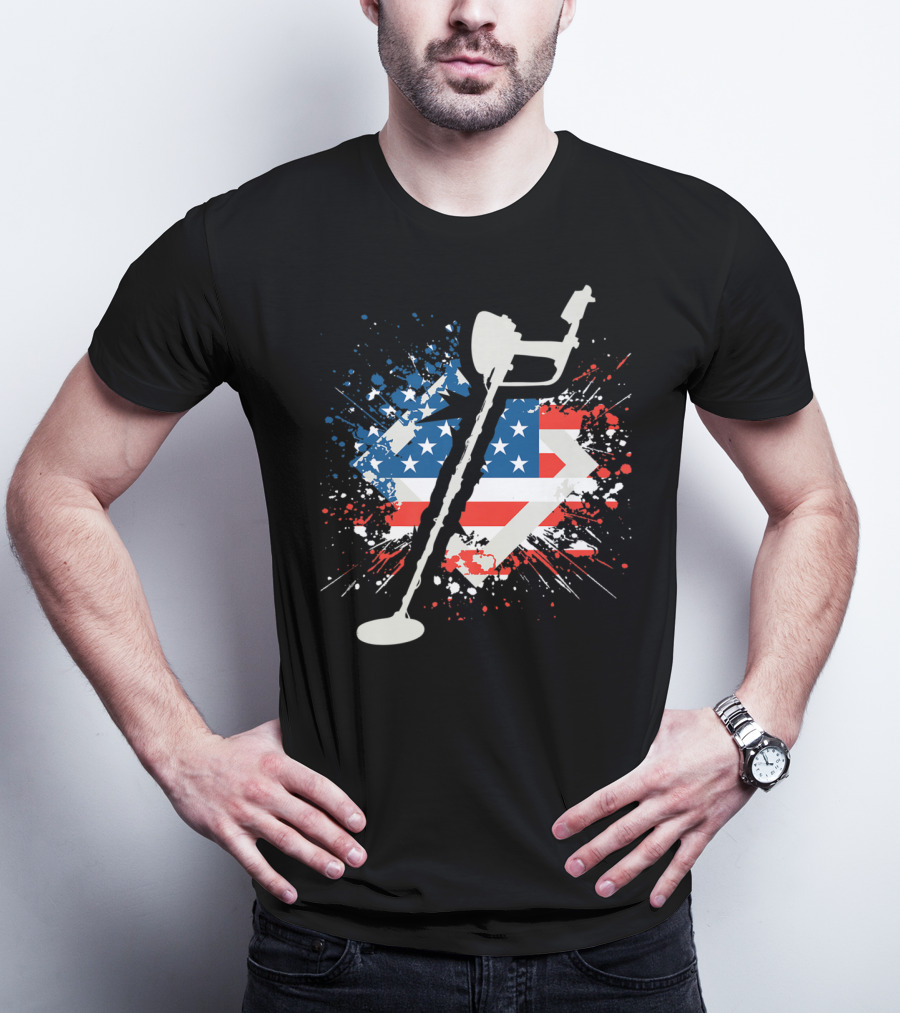 American Pride Patriotic Flag Metal Detector T-Shirt