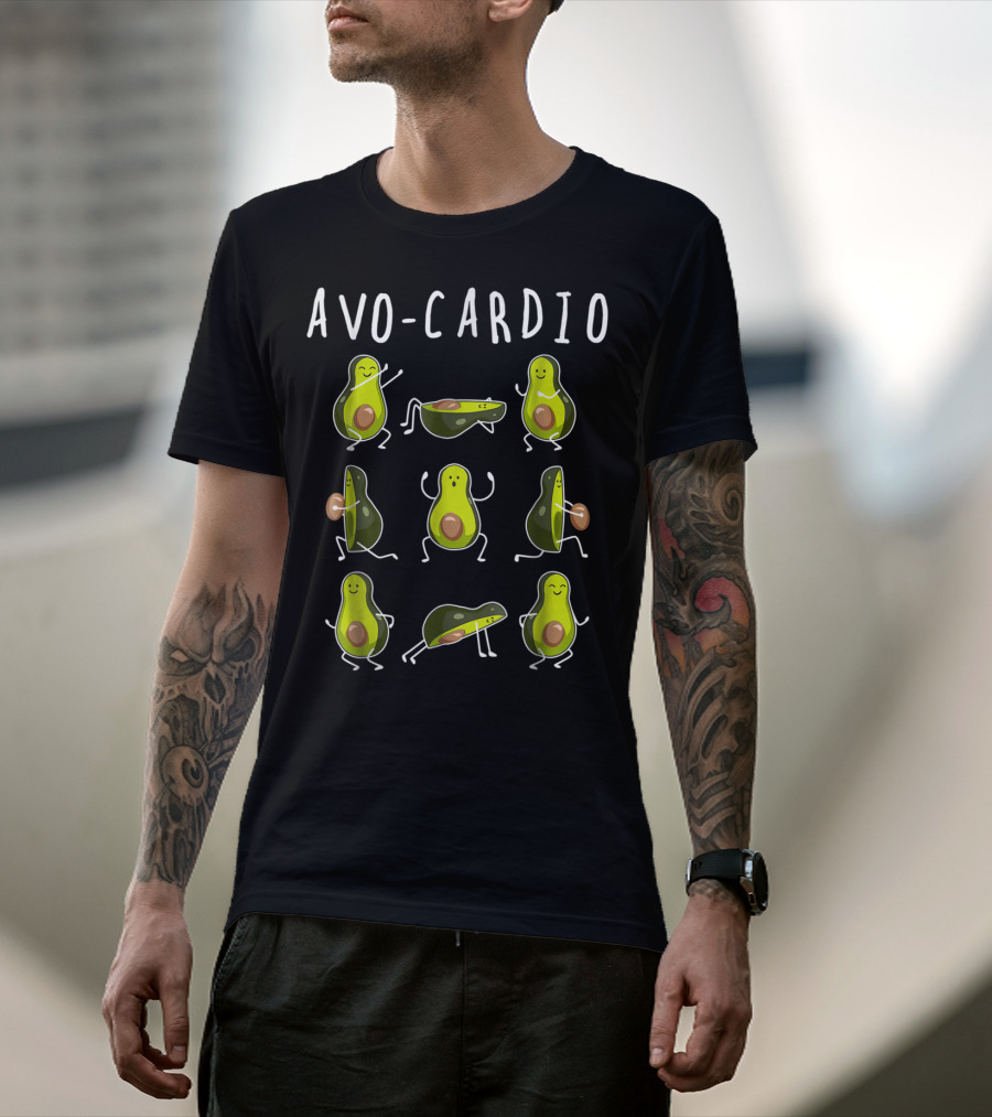 Avo Cardio Avocado Workout Funny Exercise Fruit Pun T-Shirt