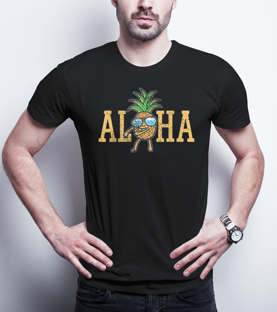 Aloha Hawaiian Flossing Pineapple With Sunglasses T-Shirt