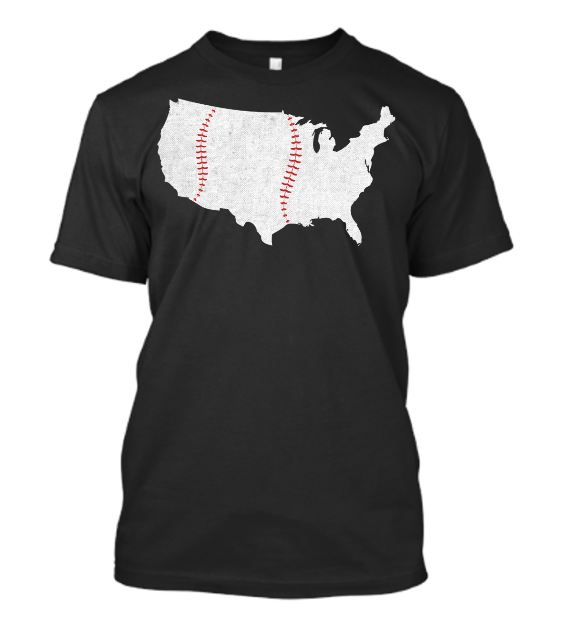 Baseball Is America's Pastime USA Map Stitch T-Shirt
