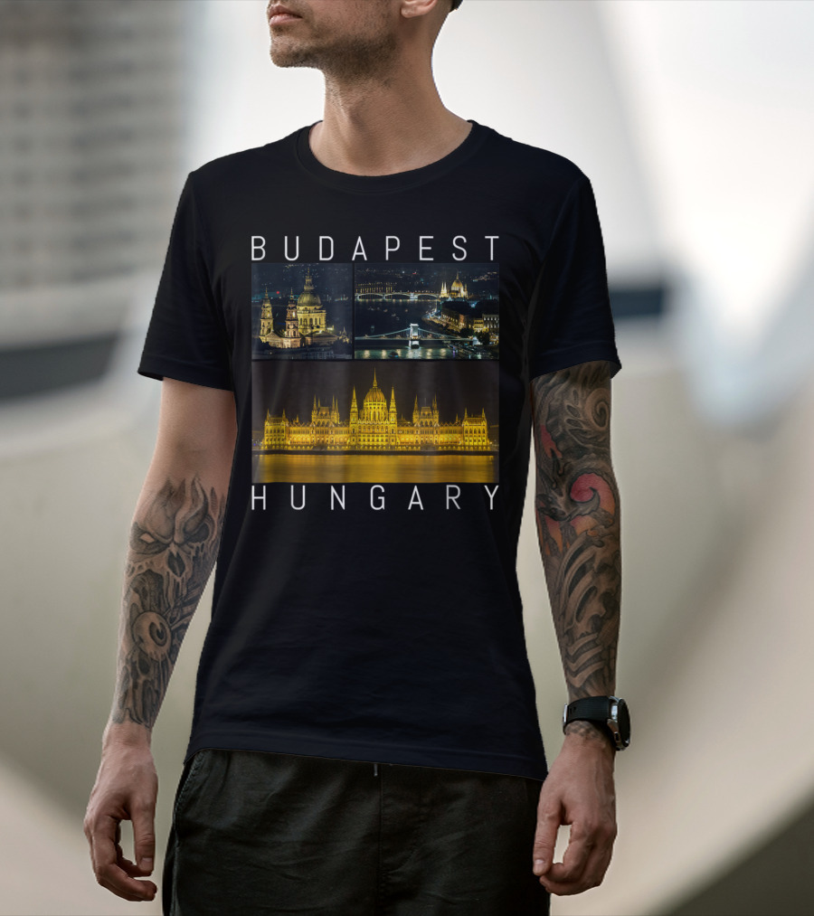 Budapest Hungary Nighttime Landmarks Photography Gallery T-Shirt