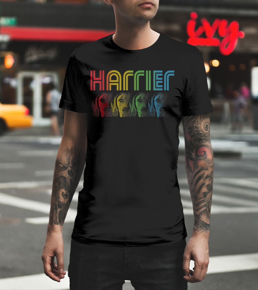 Harrier Dog Rainbow Cool Groovy T-Shirt