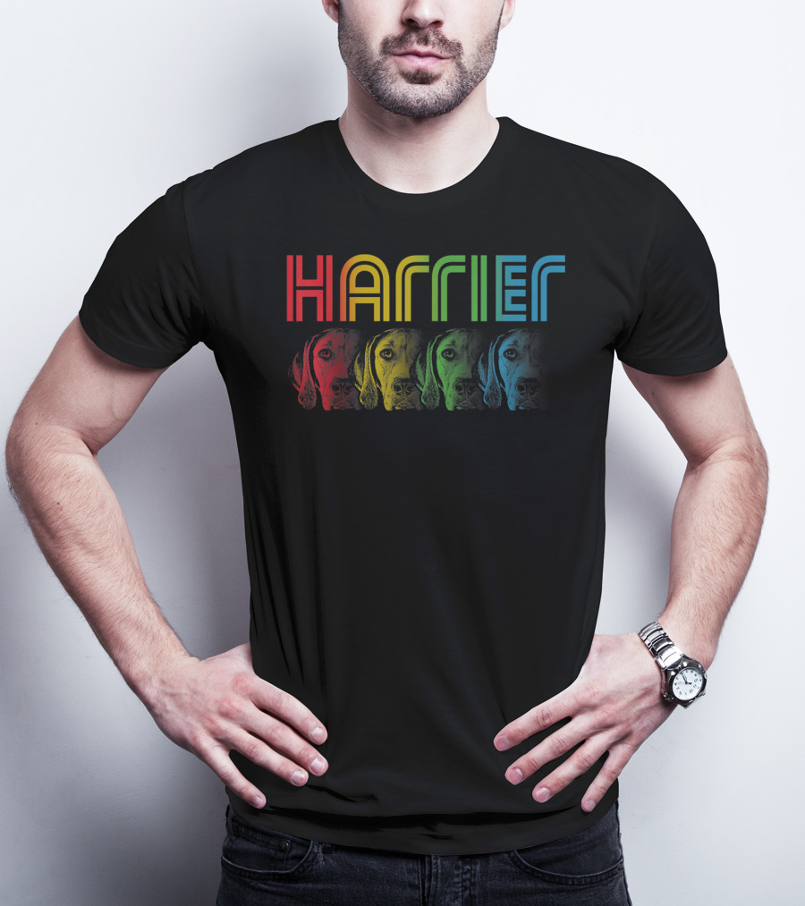 Harrier Dog Rainbow Cool Groovy T-Shirt