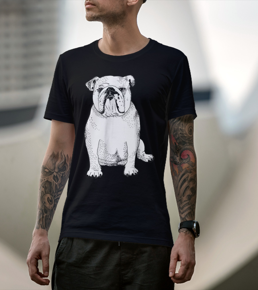 English Bulldog Dog Lover Owner Art Sketch T-Shirt
