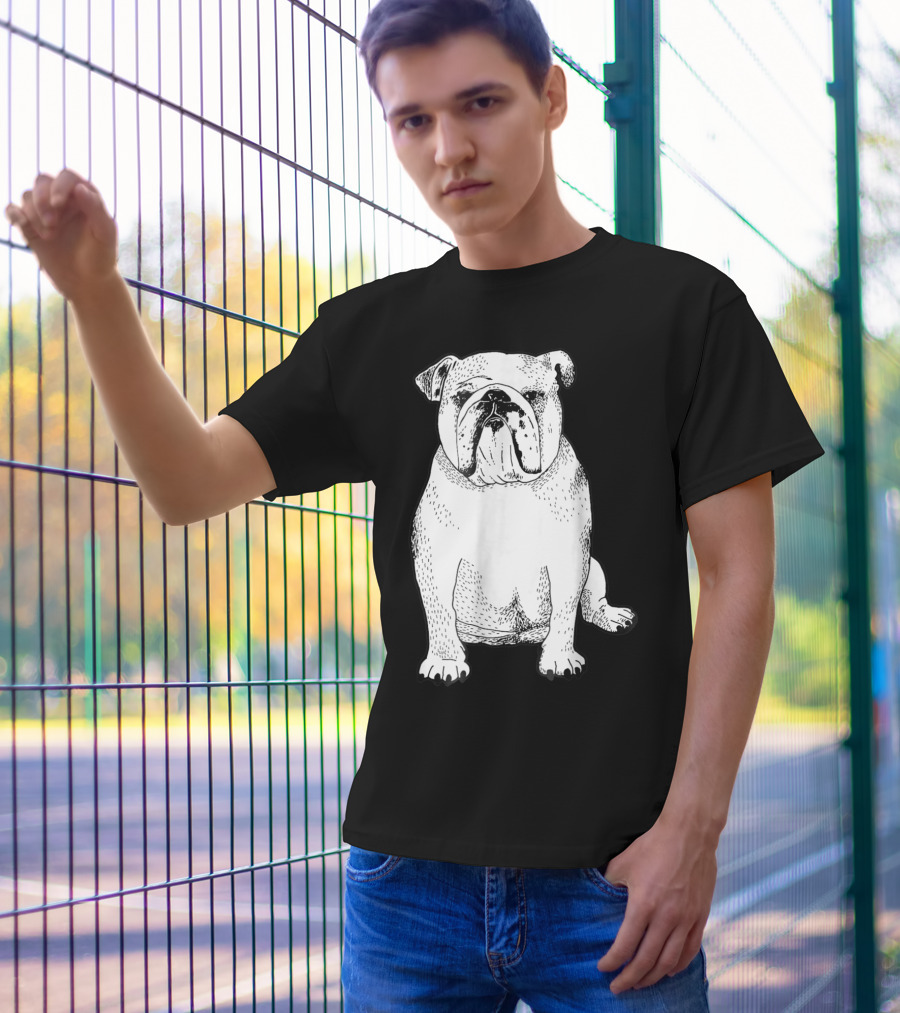 English Bulldog Dog Lover Owner Art Sketch T-Shirt