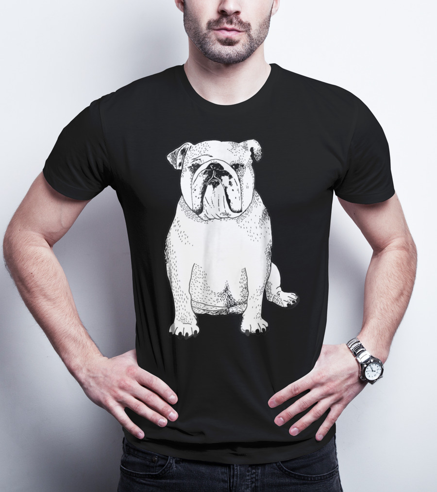 English Bulldog Dog Lover Owner Art Sketch T-Shirt
