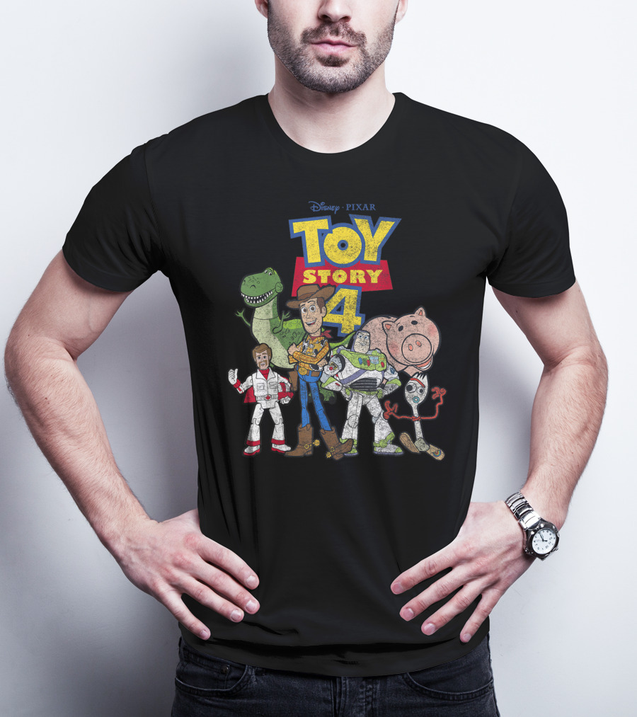 Disney Pixar Toy Story 4 Woody Buzz Rex Hamm Forky Duke Caboom T-Shirt