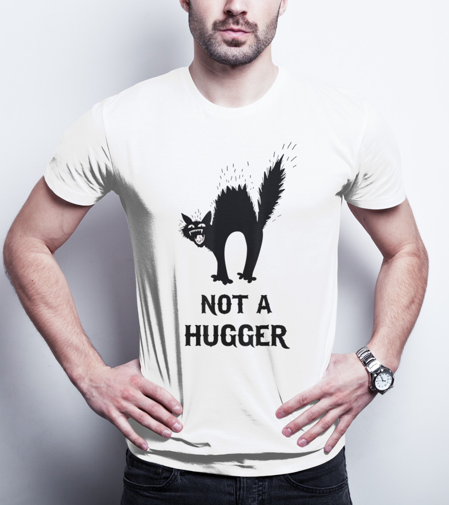 Not A Hugger Angry Black Cat T-Shirt